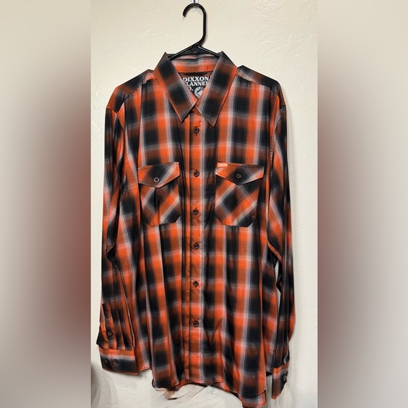 DIXXON | Shirts | Dixxon Mens Xl The Piston Bold Orange And Black Plaid ...